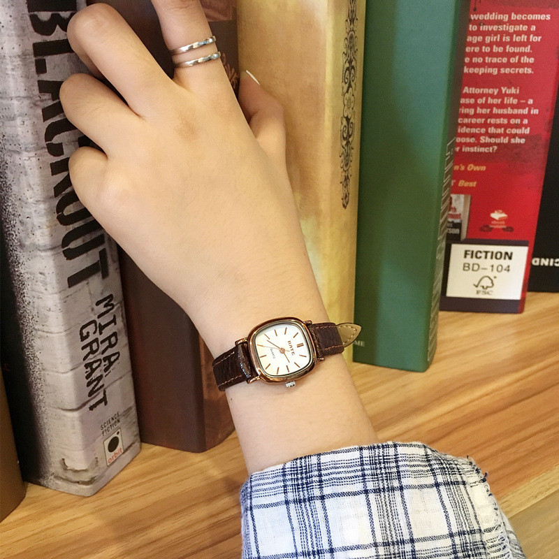 Female Watch Korean Version Retro Literary Belt Watch Square Watch ...