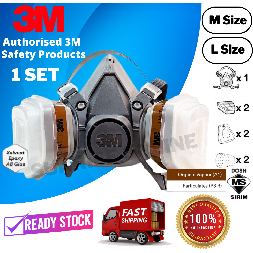 [ORIGINAL] 3M 6200 Reusable Respirator + 3M 6051 A1 + 3M 5935 P3 R + 3M ...
