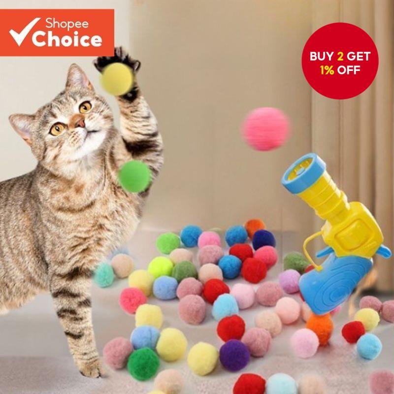 Cat Plush Ball Shooting Gun Silent Toy Stretch Plush Ball Cat ...
