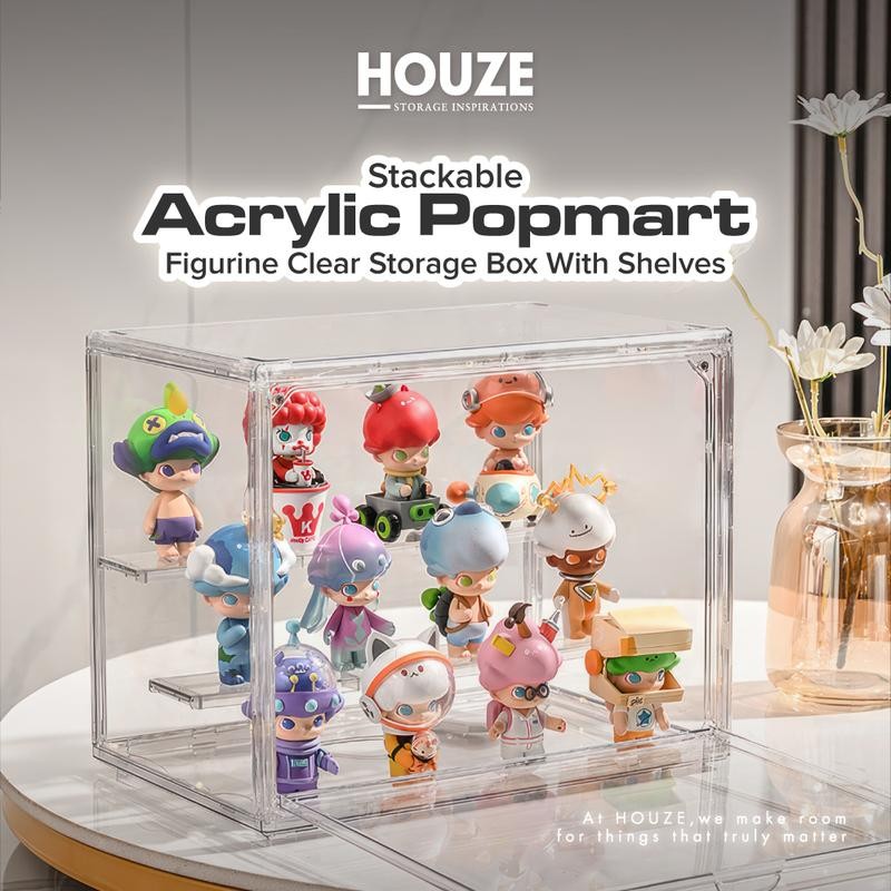 HOUZE - Stackable Acrylic Popmart Figurine Clear Storage Box With ...