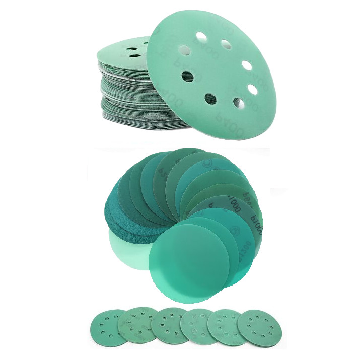 ABRASIVE MALL 100PC/BOX GREEN Sandpaper Disc 5INCH 125mm Velcro Paper ...