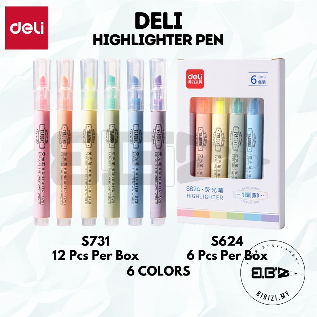 Deli 6 Colors Pastel Color Highlighters Text Liner Check Liner ...