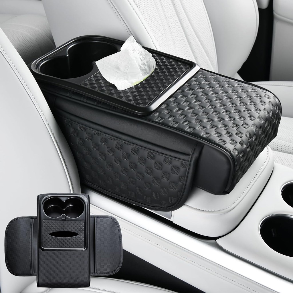 Car Center Console Cover, Armrest Cover for Storing Water Cups, Tissues ...