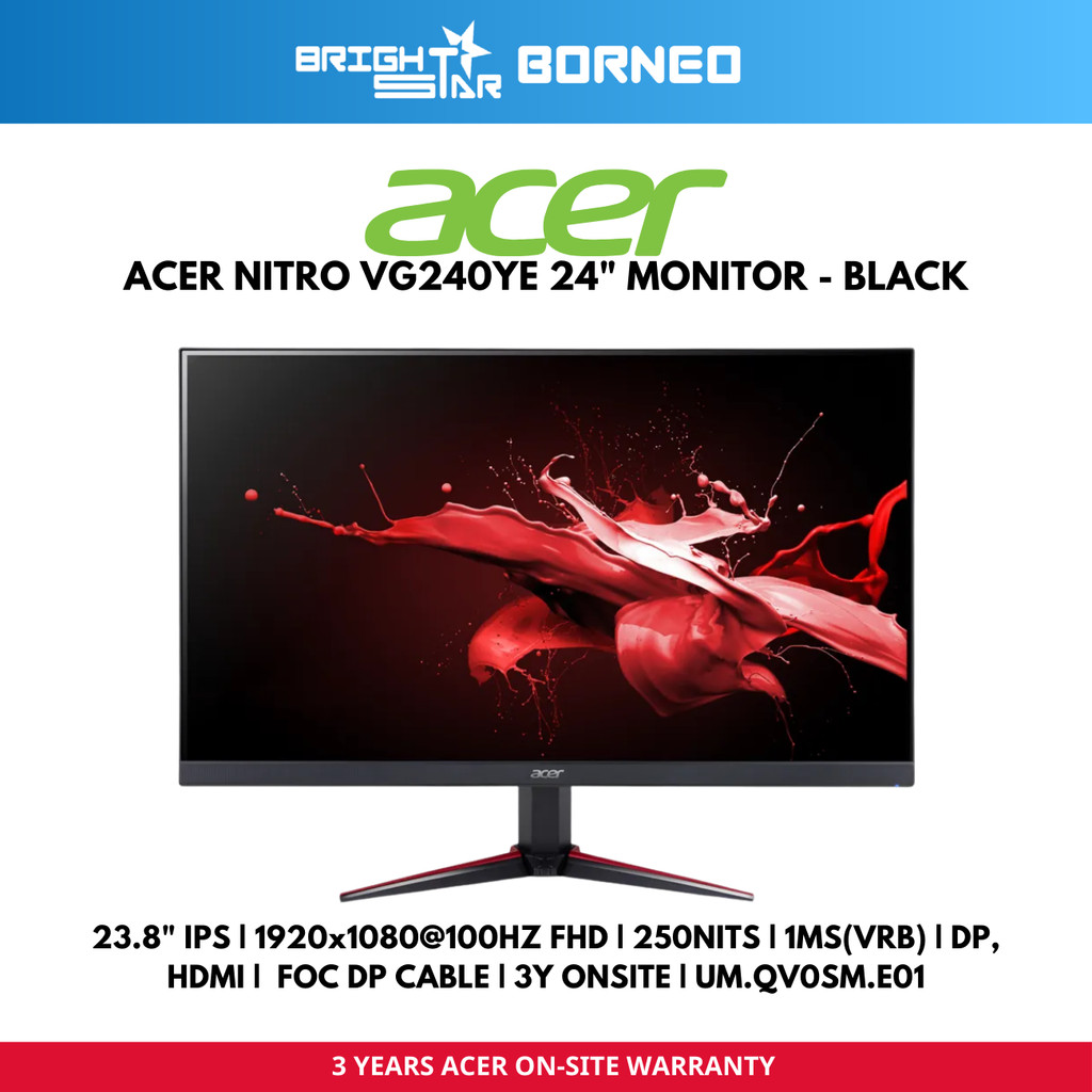 ACER Nitro VG240Y E 24" IPS FHD 100Hz 1ms Gaming Monitor - Black ...