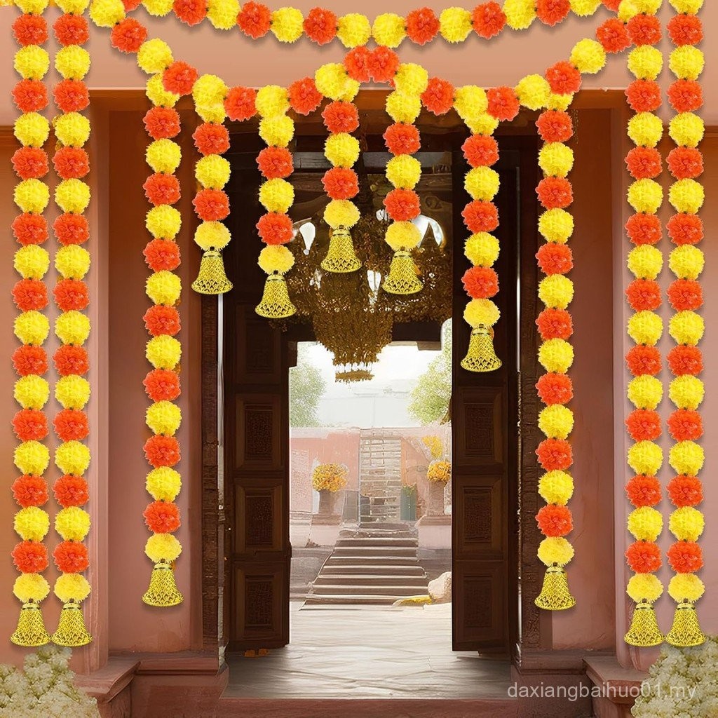 10 Keping Garland Marigold untuk Hiasan Barangan Hiasan Pooja Tiruan ...