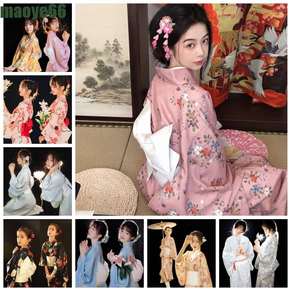 MAOYE Traditional Japanese Kimono, Printed Floral Japanese Style Sakura ...