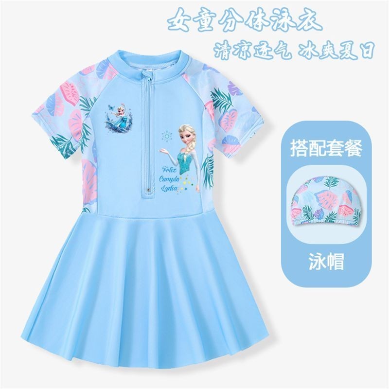 New Princess Elsa Girls Swimsuit Summer Dress 2024 Girls One-Piece ...