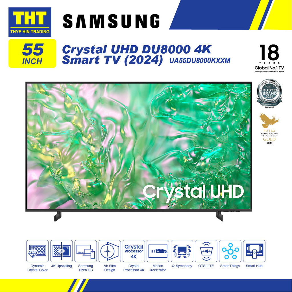 Samsung 55'' Crystal UHD DU8000 4K Smart TV (2024) UA55DU8000 | Shopee Malaysia