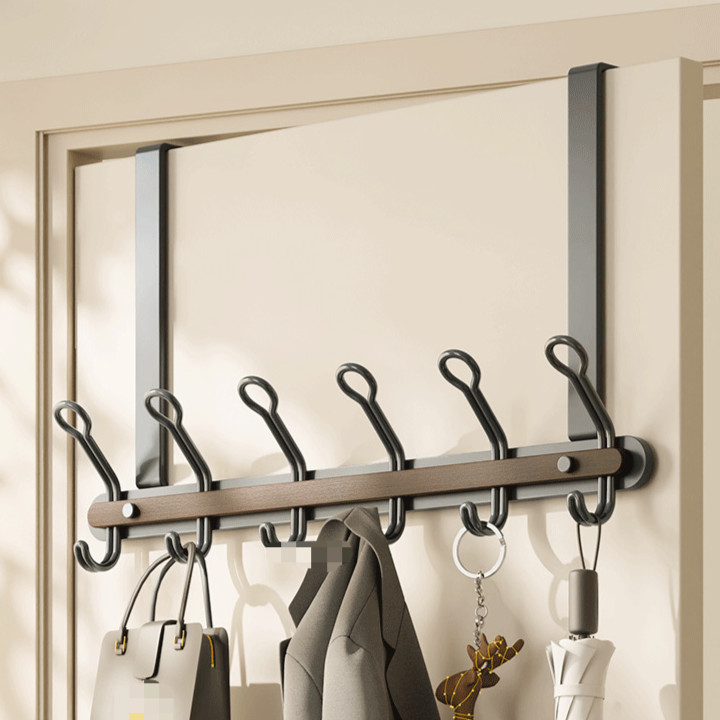 No Punching Required Over The Door Clothes Hanger/Door Rear Hook Double ...