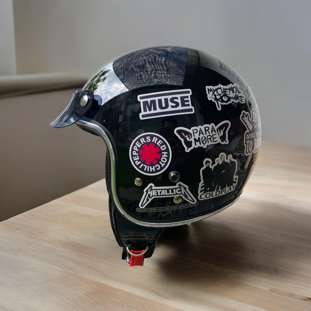 Bogo Retro List Chrome Helmet - Music Bands Sticker | Shopee Malaysia