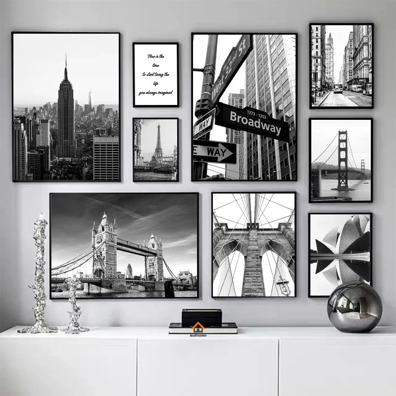 Moden New York London Paris Sydney City Landmark landskap Poster kanvas ...