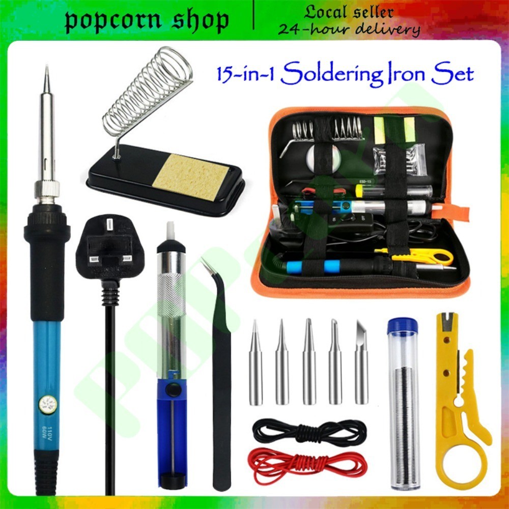 15-in-1 Soldering Iron Set Electric Solder Iron Set Display Temperature ...