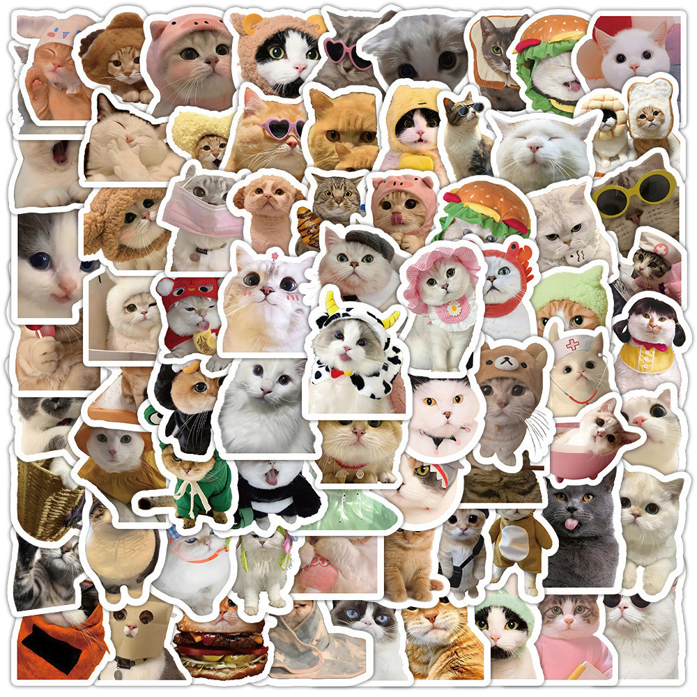 100 pcs Cute Cat Memes Waterproof Scrapbook Stickers | Shopee Malaysia