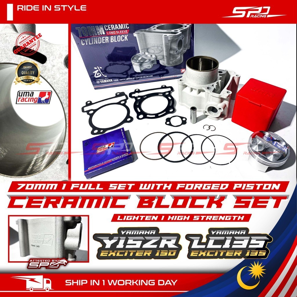 Y15 LC Ceramic Cylinder Block Kit Set I 70MM I Full Set With Forged ...
