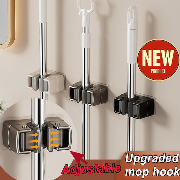 FEELING ️NEW ABS Mop Hook Holder,Mop Broom Holder Clip,Broom Wall Mount ...
