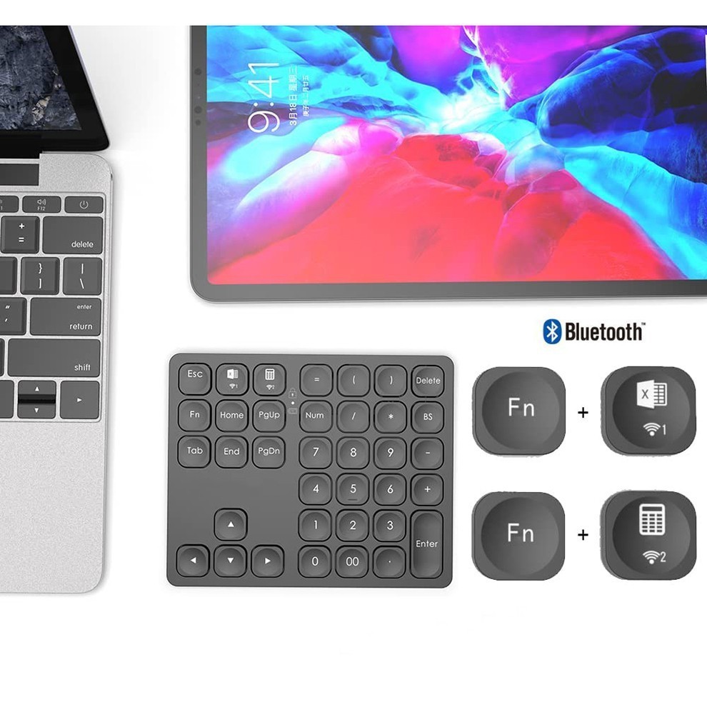 Rechargeable Dual Bluetooth Numeric Keyboard Wireless Numeric Keyboard ...