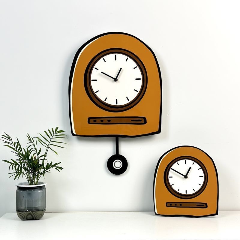 Modern Simple Cartoon Style Perforation-Free Swing Clock Creative ...