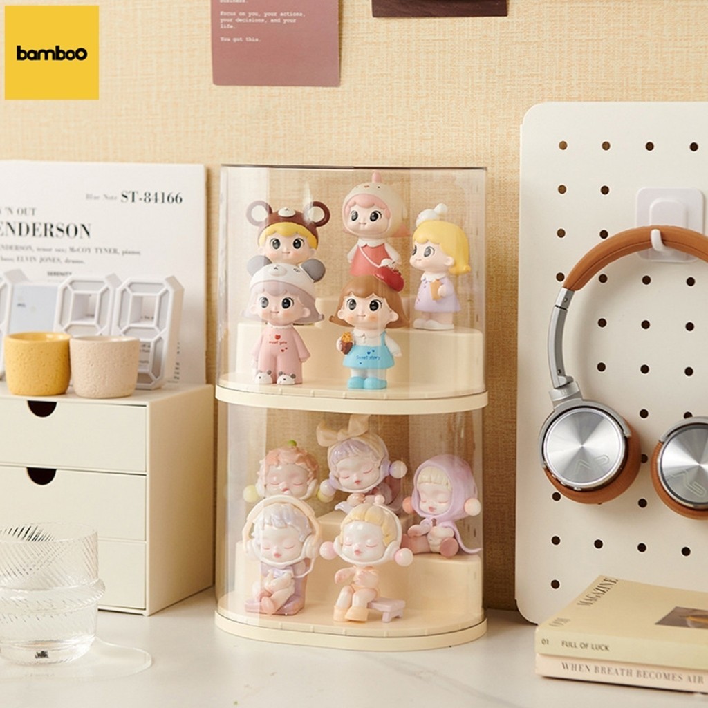 Acrylic Box Transparent Model Labubu Storage Stackable Cylindrical Doll ...