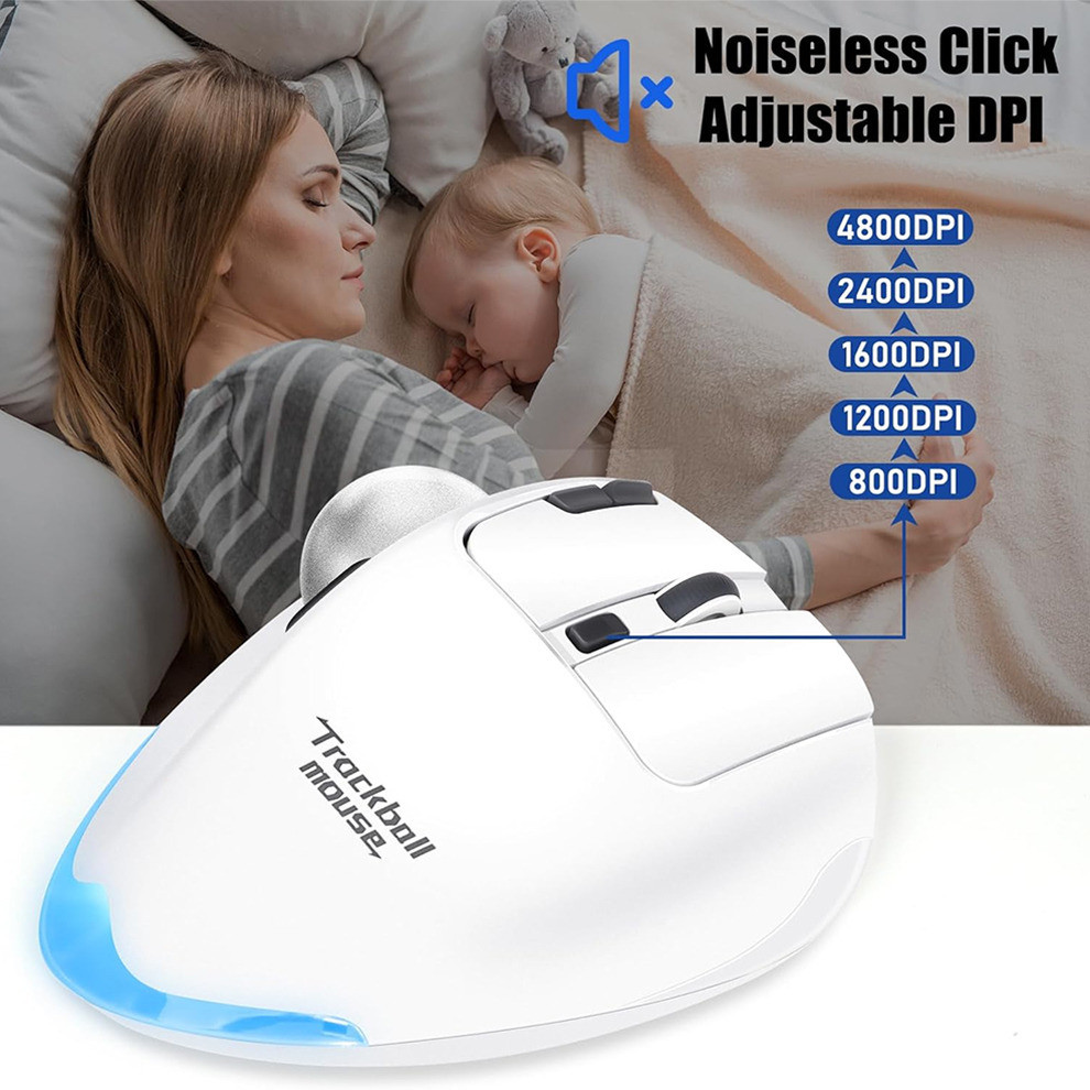Bluetooth Trackball Mouse Ergonomic Rollerball 2.4G Wireless Mouse ...