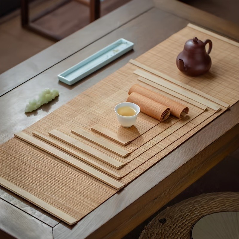 Natural Bamboo Table Mats Tea Restaurant Insulated Table Flags ...
