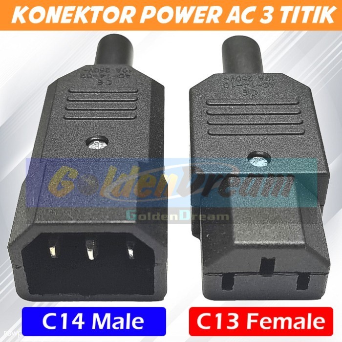 3 Point Power Socket Jack Computer Power Connector UPS Male Female AC 220v 250v 10A IEC C13 C14 ...