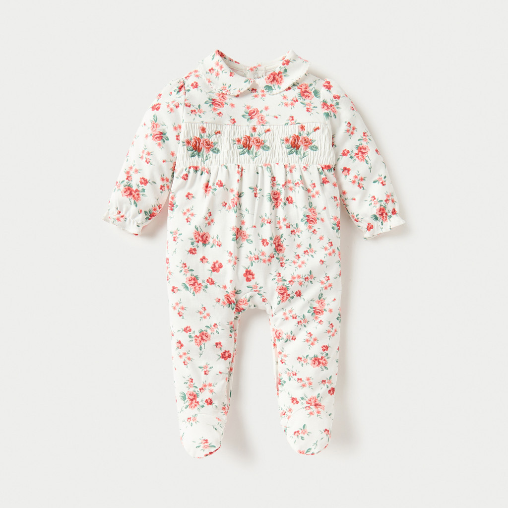 Giggles All-Over Floral Print Closed Feet Sleepsuit with Long Sleeves | Shopee Malaysia