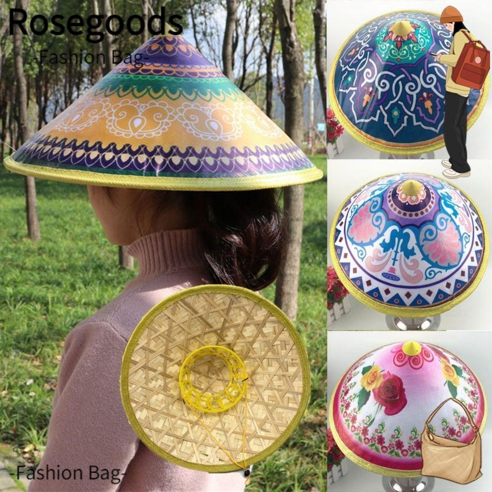 ROSEGOODS Party Sun Hats, Bamboo Weaving Adjustable Natural Bamboo Hats ...