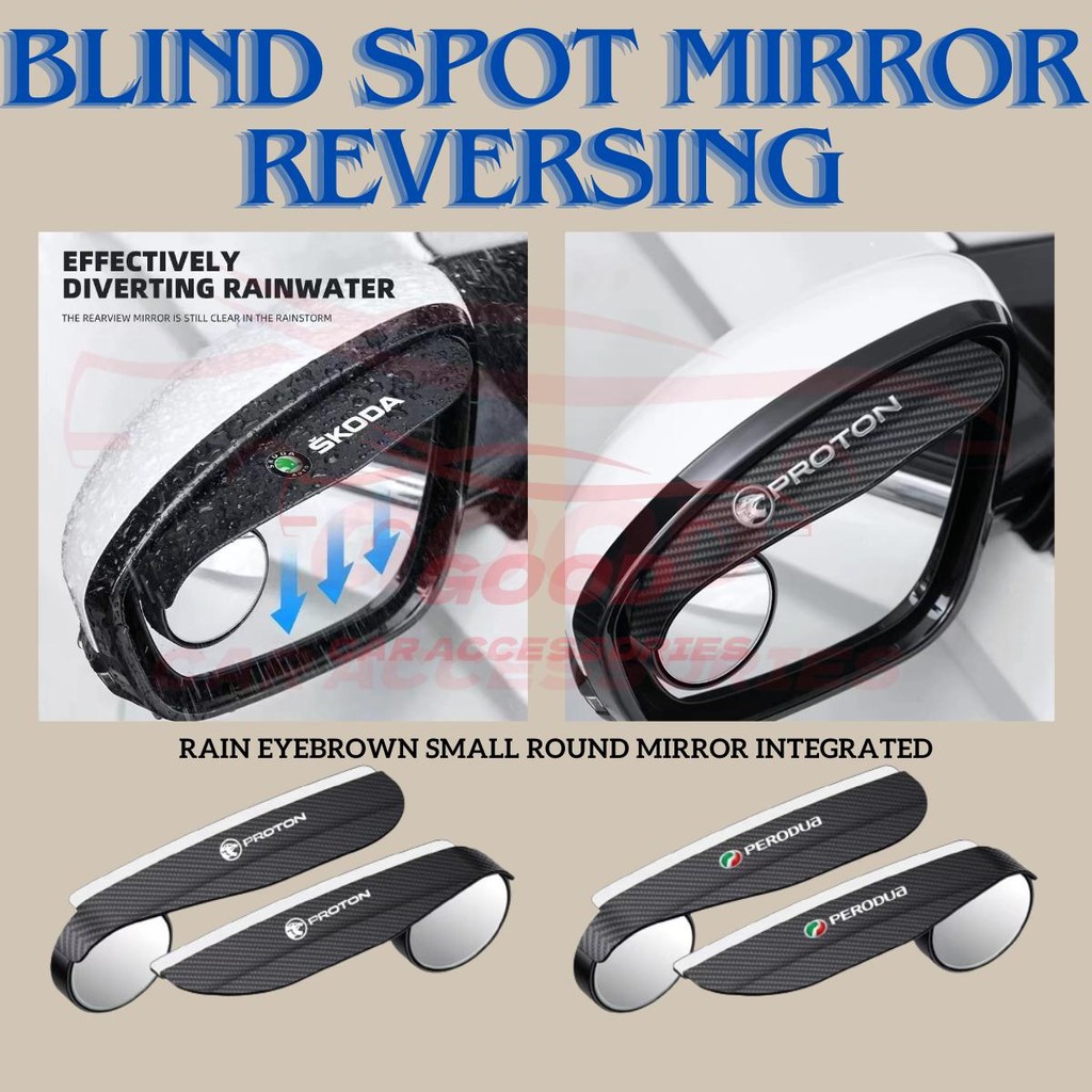 Car Side Rear View Mirror Rain Eyebrow Visor Carbon Fiber Look Sun ...