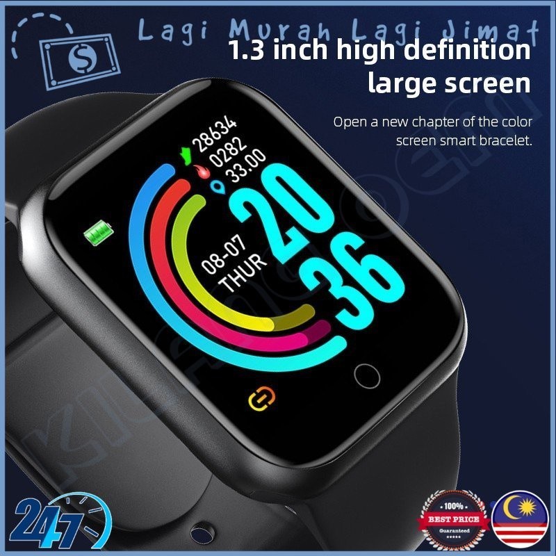 1pc Y68 Jam Bluetooth Smart Watch Sport Band Wristband Monitor Fitness ...