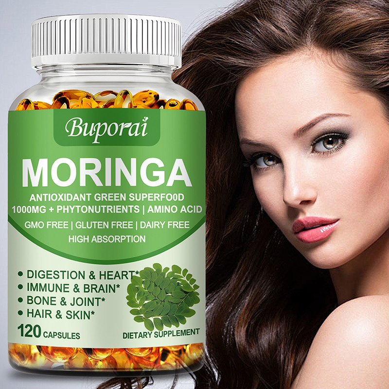 Moringa 1000mg, antioxidant green superfood, supports heart, brain ...