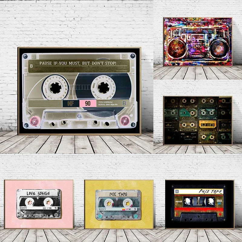 1980s Nostalgia Mix Tape Vinyl Record Audio Cassette Motivational ...
