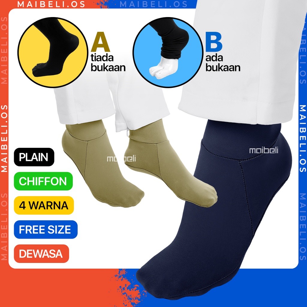 Stokin Muslimah Solat Plain Dewasa Sarung Kaki Mesra Wuduk Buka Di ...