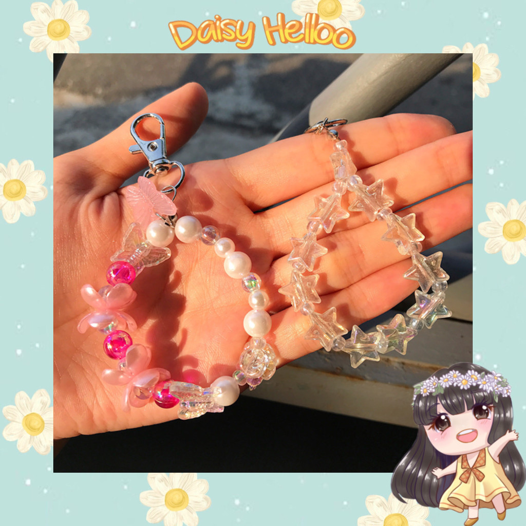 GANTUNGAN Keychain Character Charm Flower Butterfly And Star ...