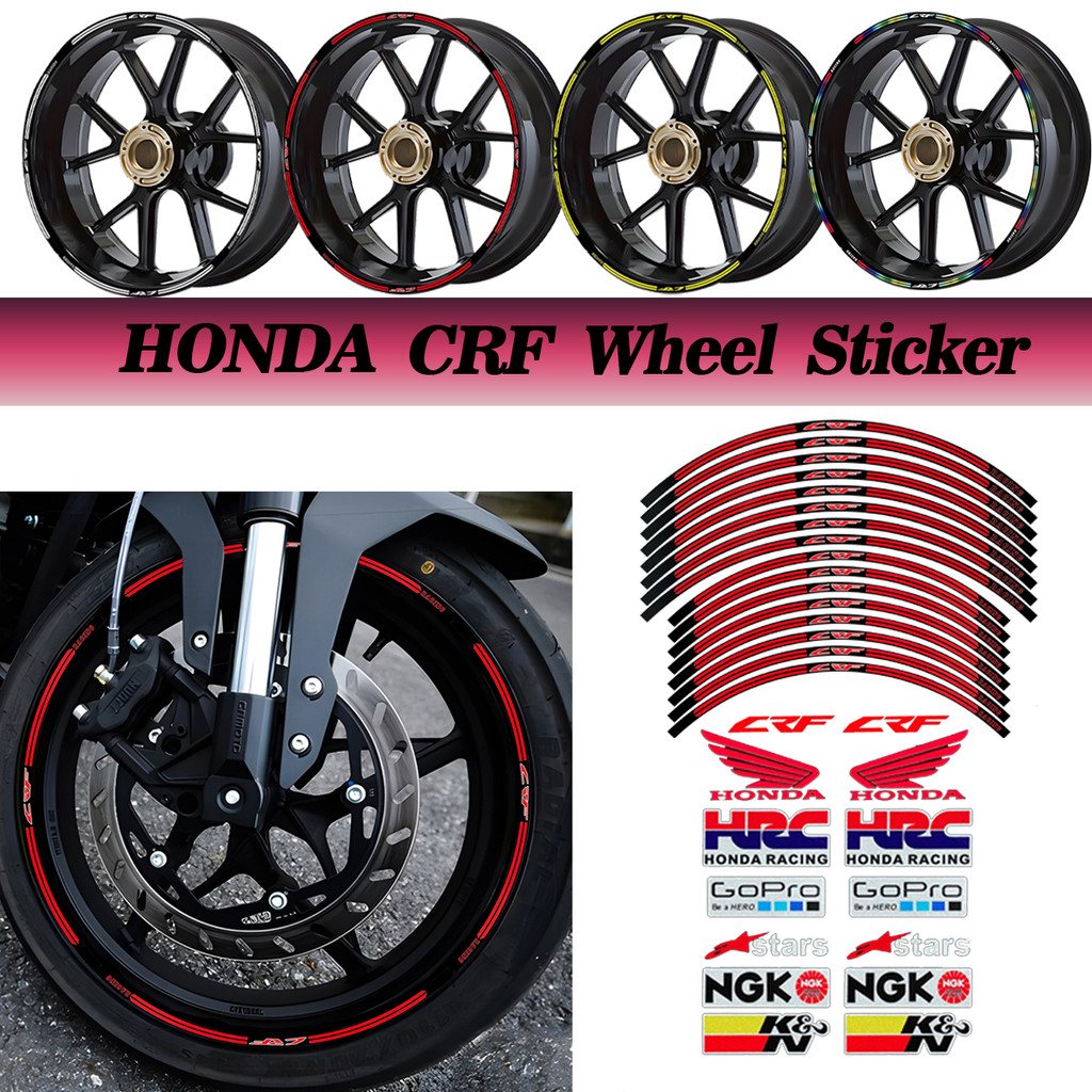 HONDA CRF Wheel Stickers Motorcycle Front 21"Rear 18" Hub Rim Mags ...