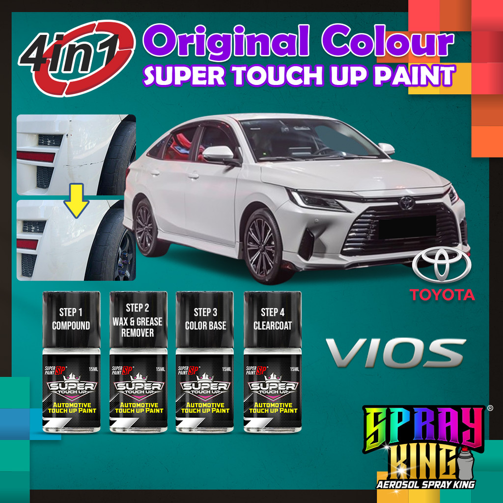 Toyota Vios Original Touch Up Paint 4 IN 1 Combo Set DIY Scratch Calar ...