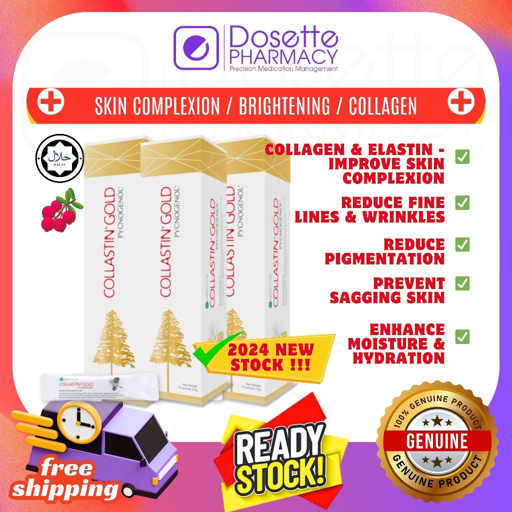 LIFE FACTOR COLLASTIN GOLD [EXP:12/25] PYCNOGENOL 15 SACHETS COLLAGEN ...