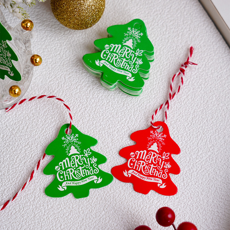 100pcs/set Joyful Christmas Tree Shaped Red and Green Plaques/Small ...
