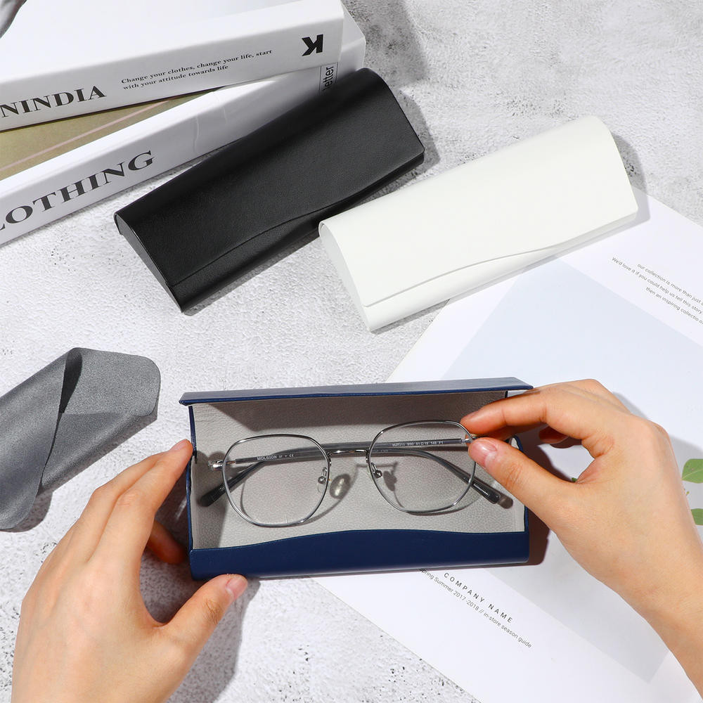 Eyeglass Case Hard Shell, Portable PU Leather Eyewear Case Presbyopia ...