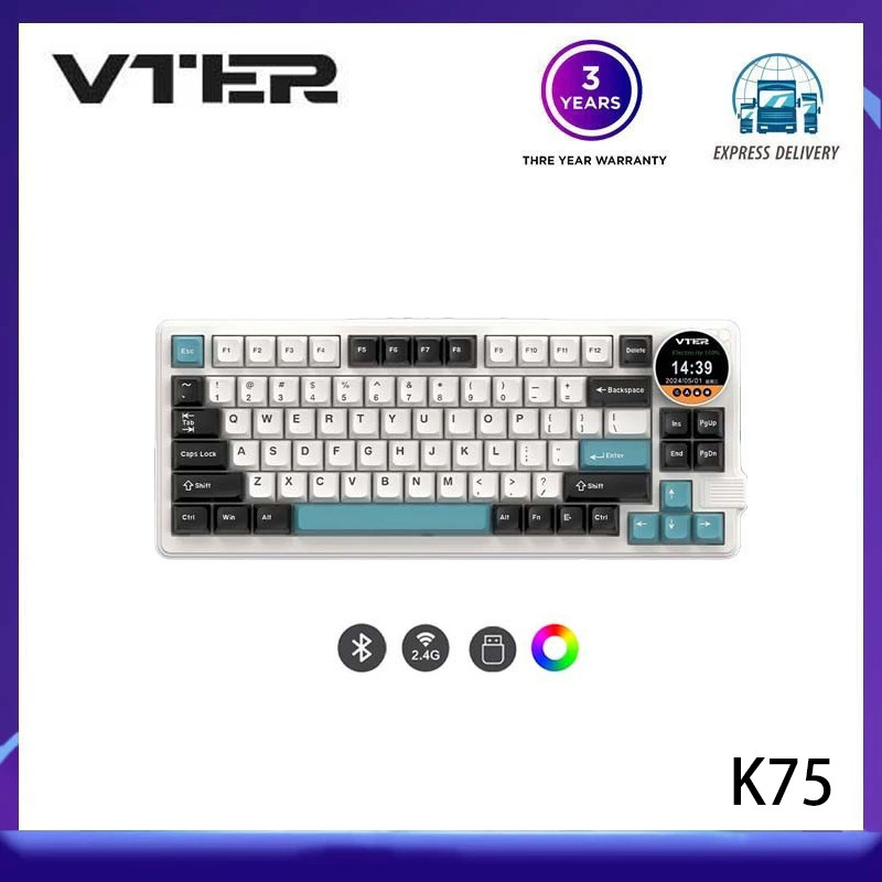 VTER&FEKER K75 Youth Edition Three mode customized mechanical keyboard ...