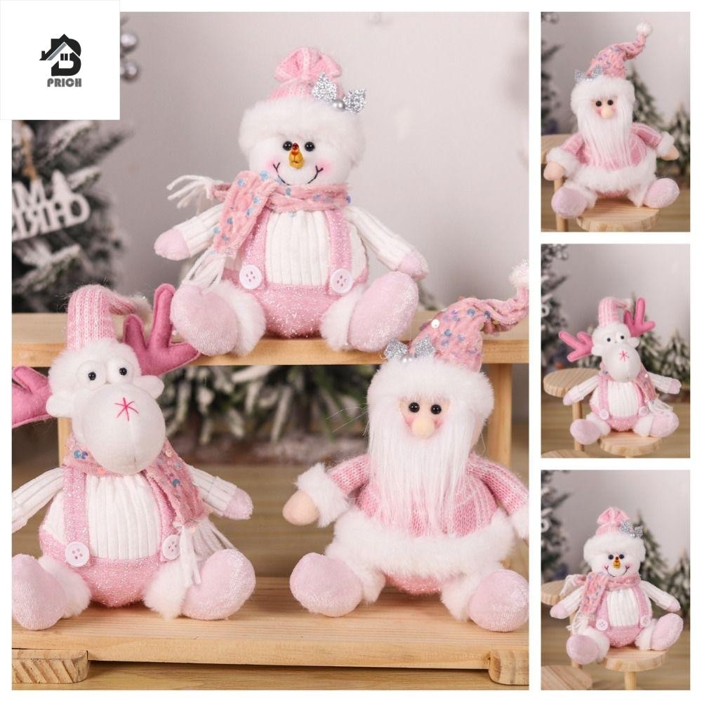 PRICH Christmas Plush Snowman Doll, Realistic Fluffy Knitted Elk ...