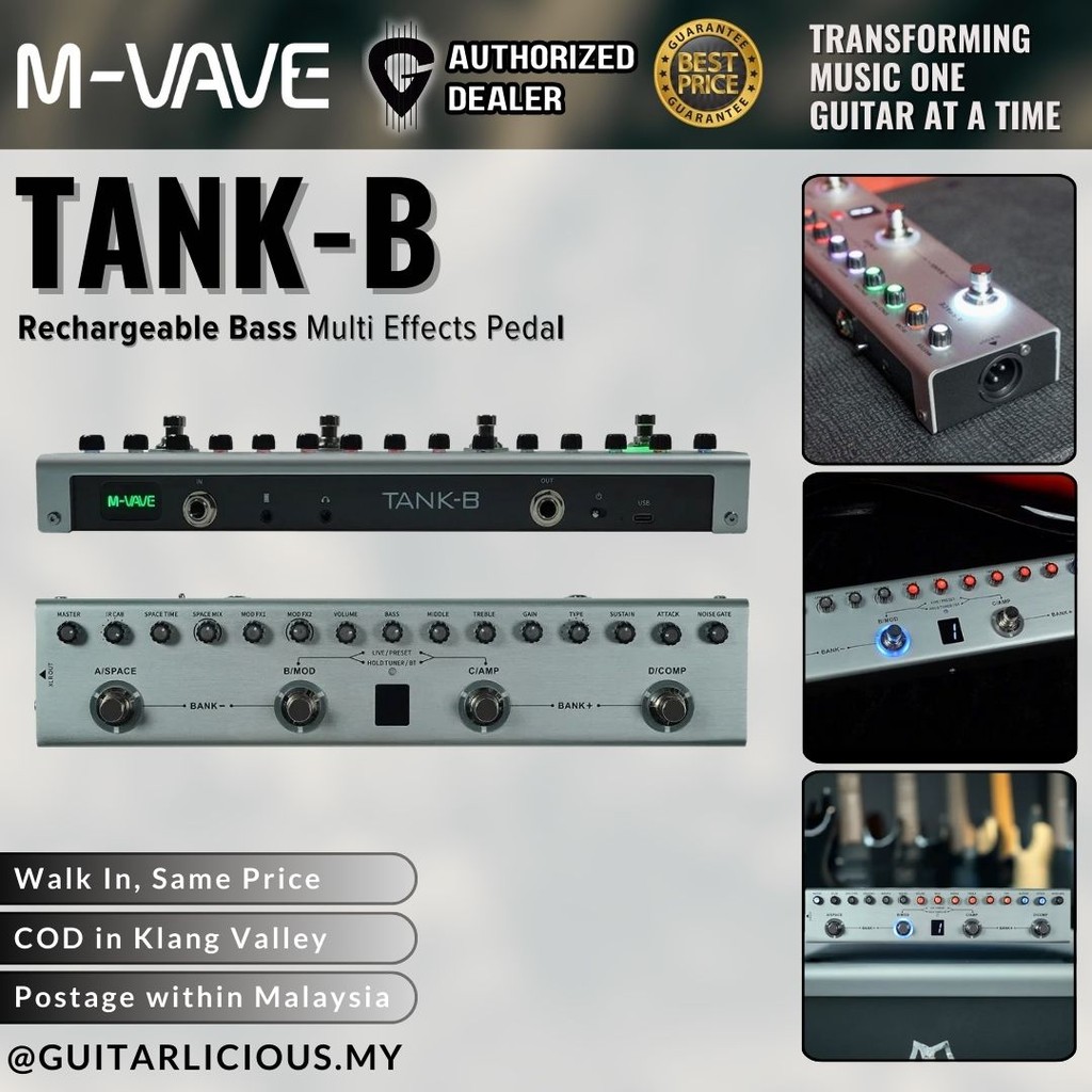 M-vave Tank-B Rechargeable Bass Multi Effects Pedal ( TankB/Tank B ...