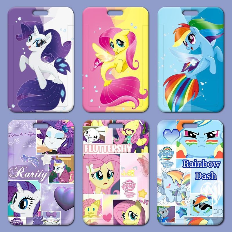 Cartoon Little Pony card holder sliding cover design school card ...