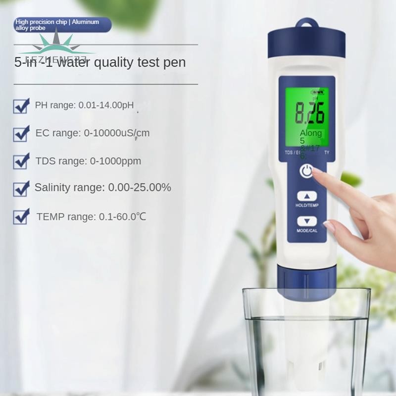 Digital Water Quality Tester TDS/EC/PH/Salinity/Temperature Meter ABS ...