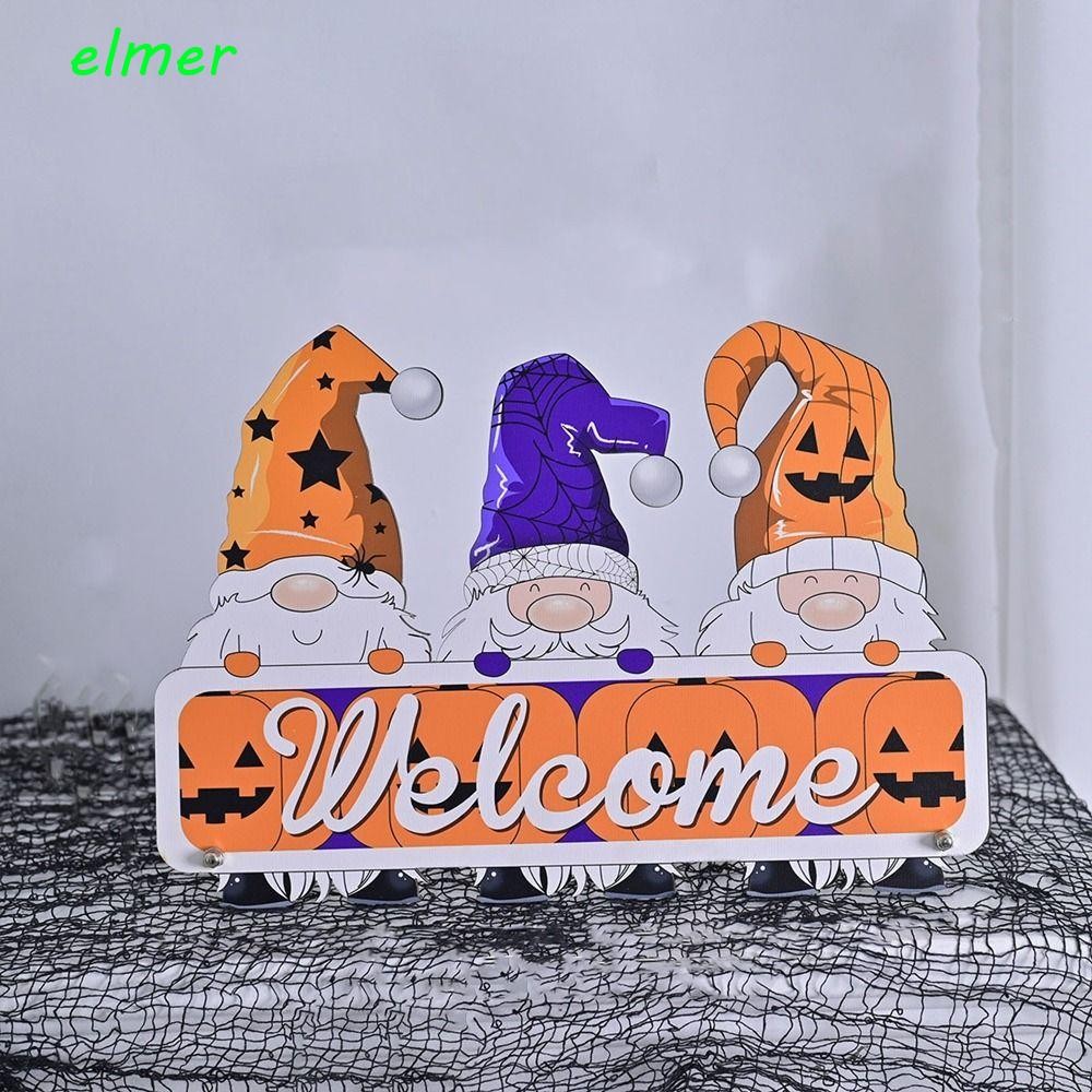 ELMER Welcome Door Sign, Dual Purpose Decorative Halloween Wooden Sign ...