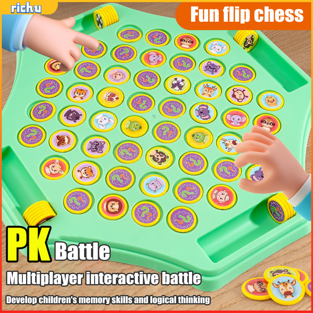 [Richu] Flipping Chess Board Game Educational Kids Memory Toy Fun Fruit ...