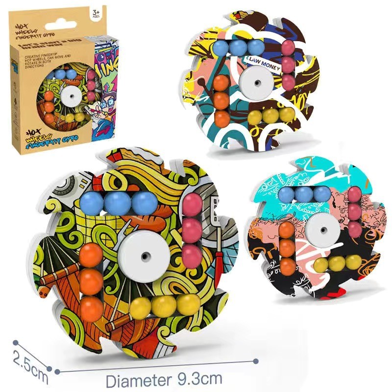 Rotating Magic Bean Cube Spinner,2 in 1 Funny Beads Puzzle Educational ...