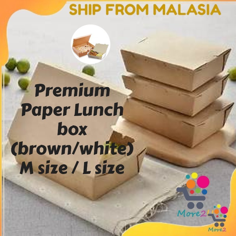 [50 pcs] Kotak Makan Kertas Premium Saiz M & L Putih & Coklat / Brown ...