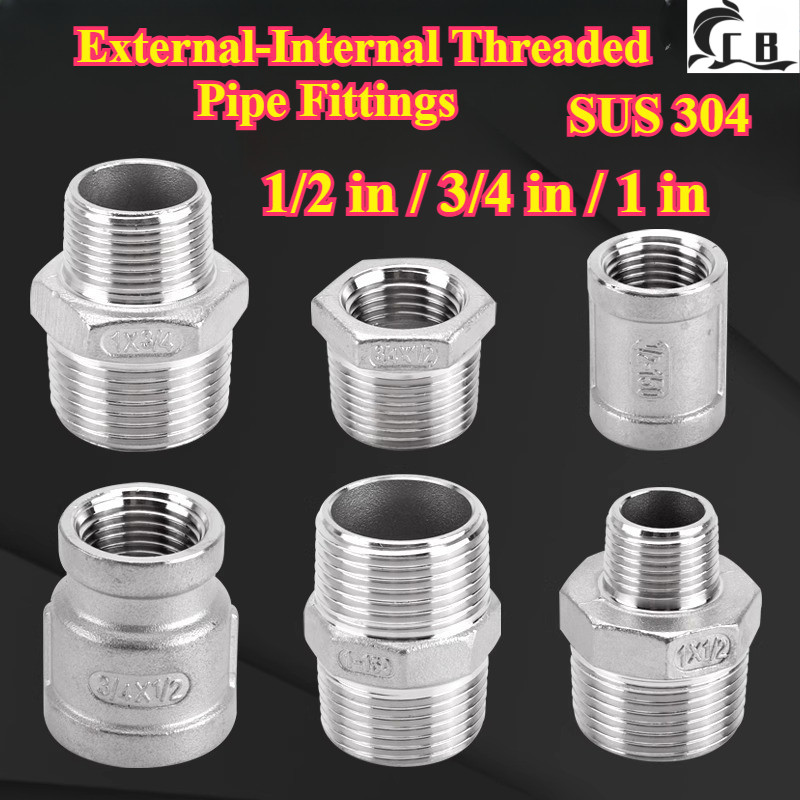 [CB-HY] SUS304, External-Internal Threaded Pipe Fittings Connector (1/2 ...