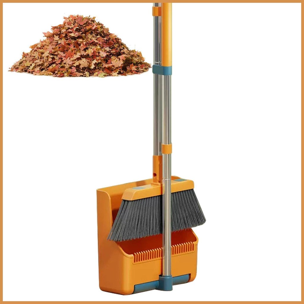 Broom with Dust Pan Long Handle Lightweight 180 Rotating Broom Combo ...