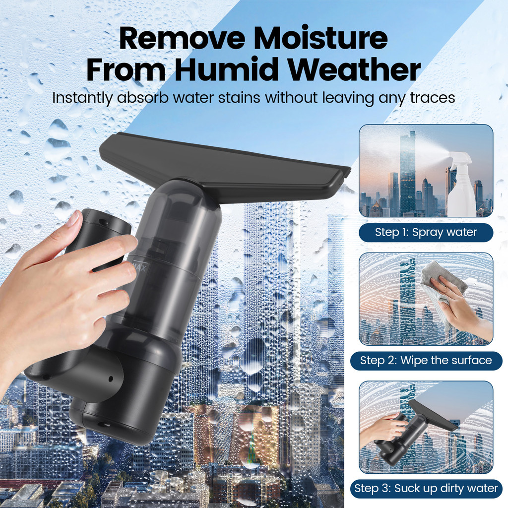 GMMA Window Vac, Cordless Window Vacuum, Rechargeable Window Cleaner ...